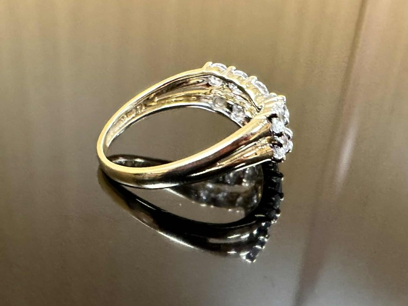 18ct 14K Gold Cz Wishbone Ring Yellow Gold Ladies Ring With Stone Size ...