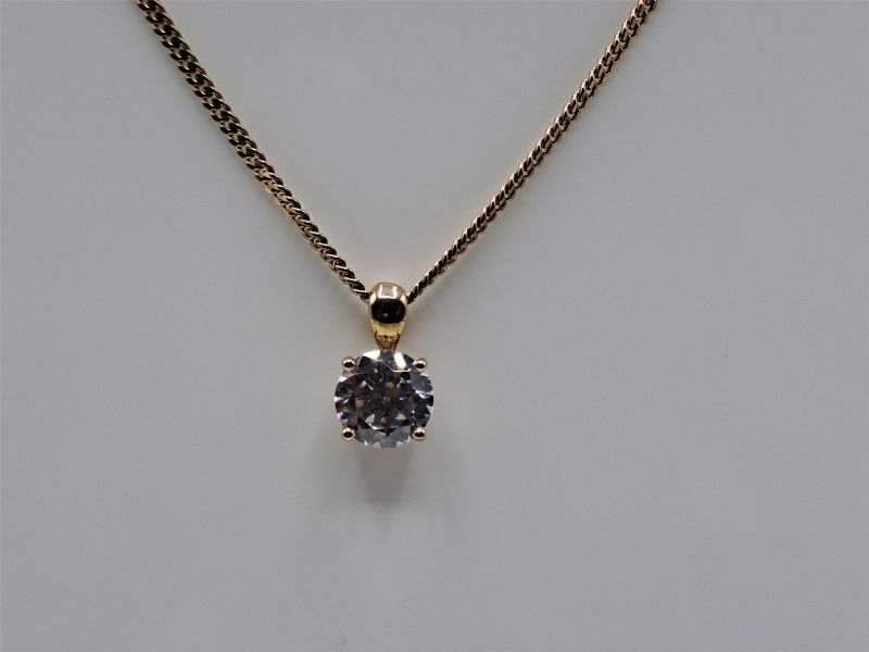 9ct Yellow Gold 9Ct '' Gold Necklace With Moonlight Crystal Pendant ...