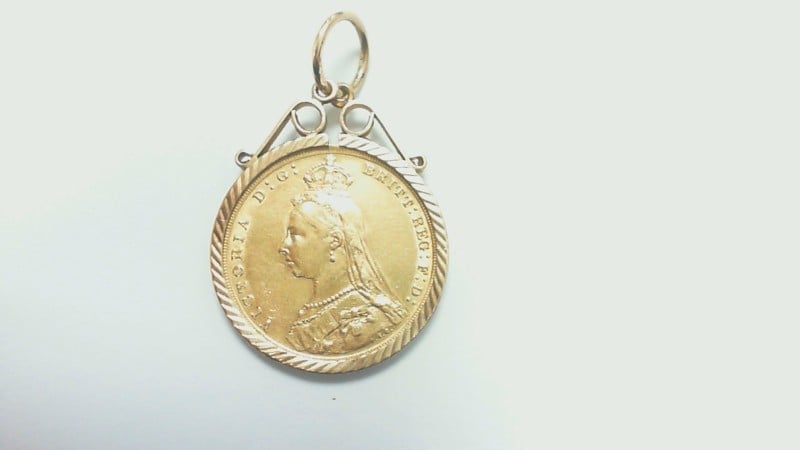 22K 1889 Queen Victoria Sovereign With 9Kt Mount Gold Coin 9.56G ...