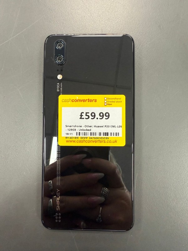 Huawei P20 Eml-L09 128GB - Unlocked Black | 047600105599 | Cash Converters