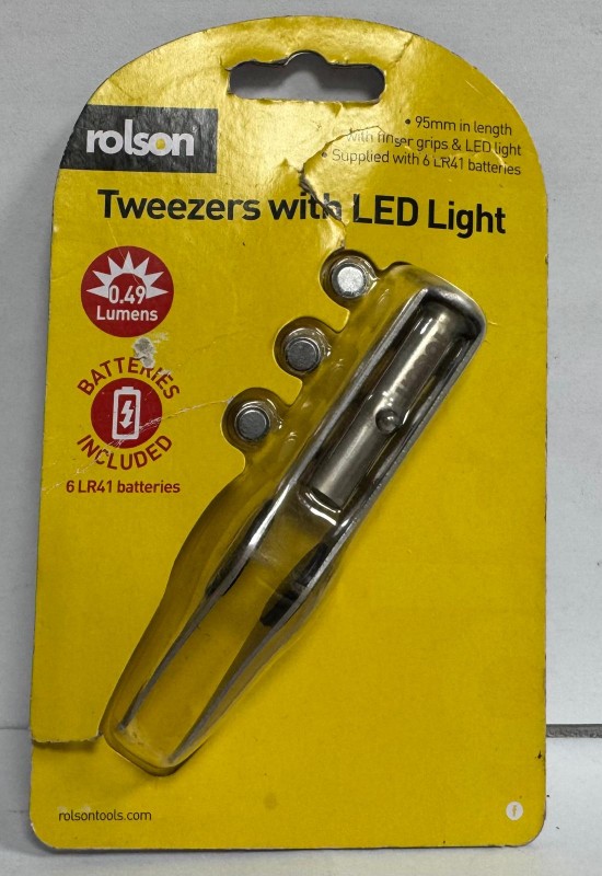 Rolson Tweezers With Led Light *Brand New (Damaged Packaging) Silver ...