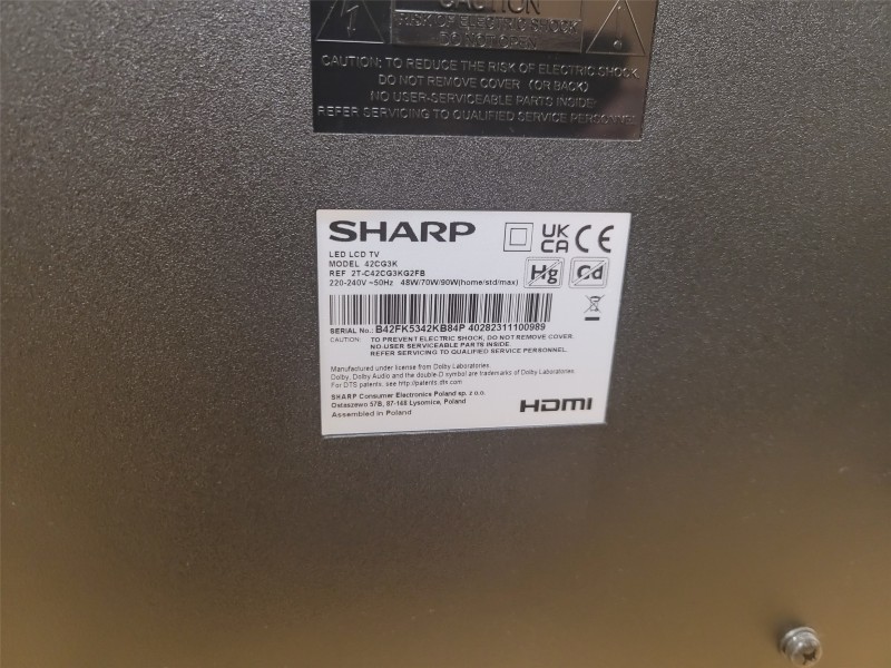 Sharp 42-Inch Fhd Led Smart TV With Freeview Play, 3 X Hdmi, 2 X Usb ...