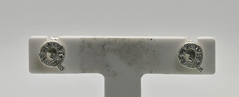 Initial Letter Q Studs Earrings Silver Stud Pierced 1.2G | 020700383272 ...