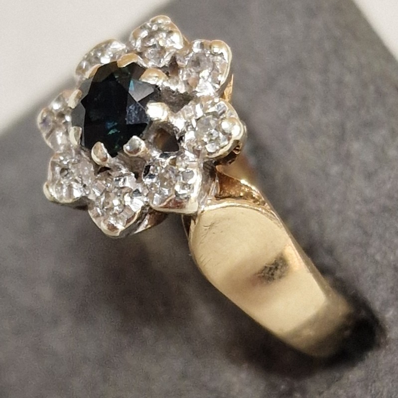 9ct Diamond Sapphire Size K Yellow Gold Ring Size K | 035000158539 ...