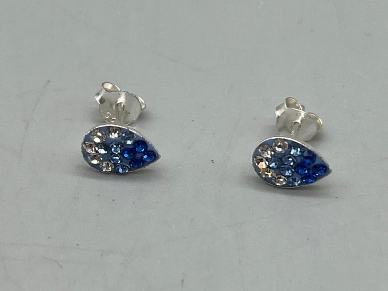 Blue Cz Stud Earrings Silver Earring Pierced 0.01G | 055400039622 ...