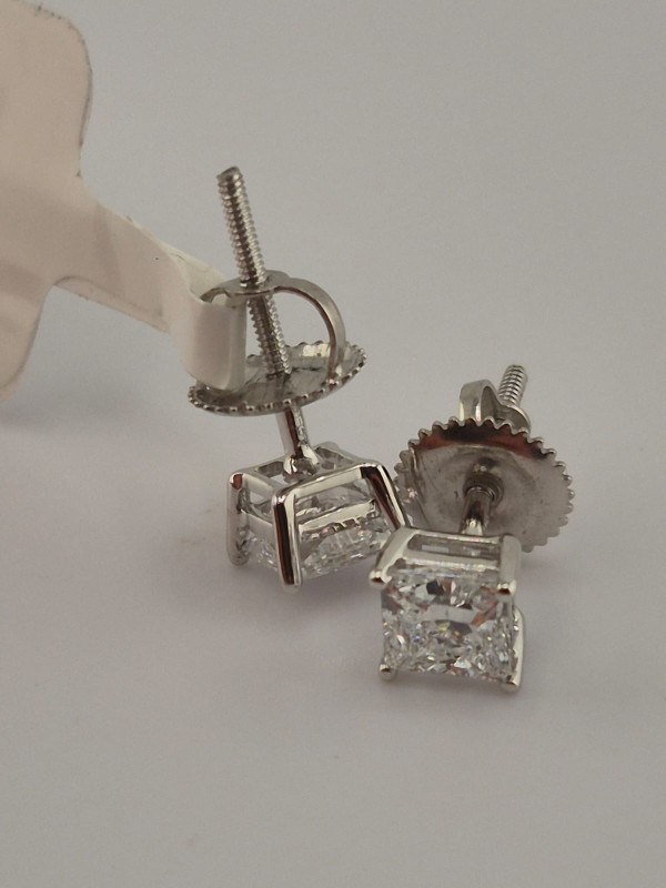 9ct Princess Cut Diamond Studs / Drop Pierced 0.8G | 030100264771 ...