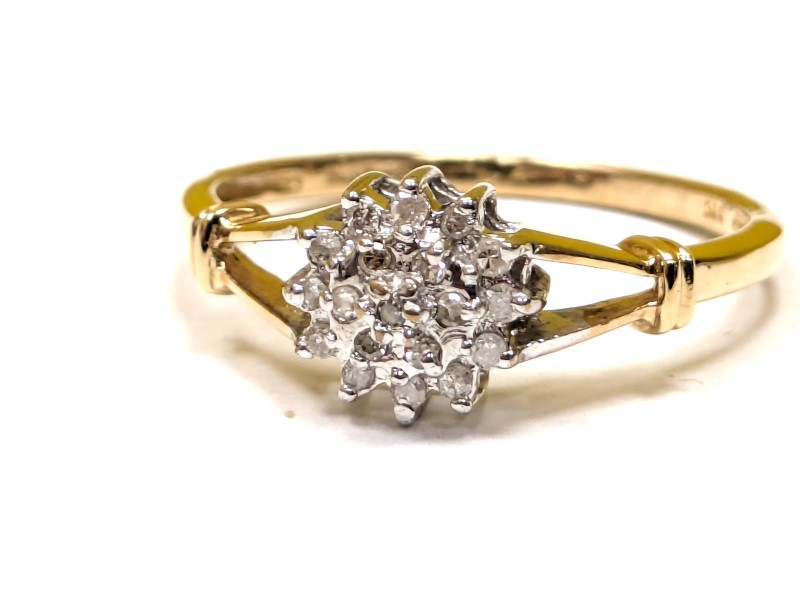 9ct Diamond Cluster Ring Yellow Gold Ladies Ring SizeP | 020200202840 ...