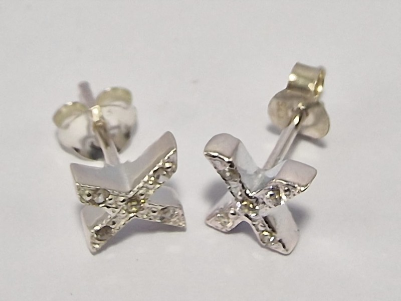Initial Letter X Studs Earrings Silver Stud Pierced 0.5G | 020700383268 ...