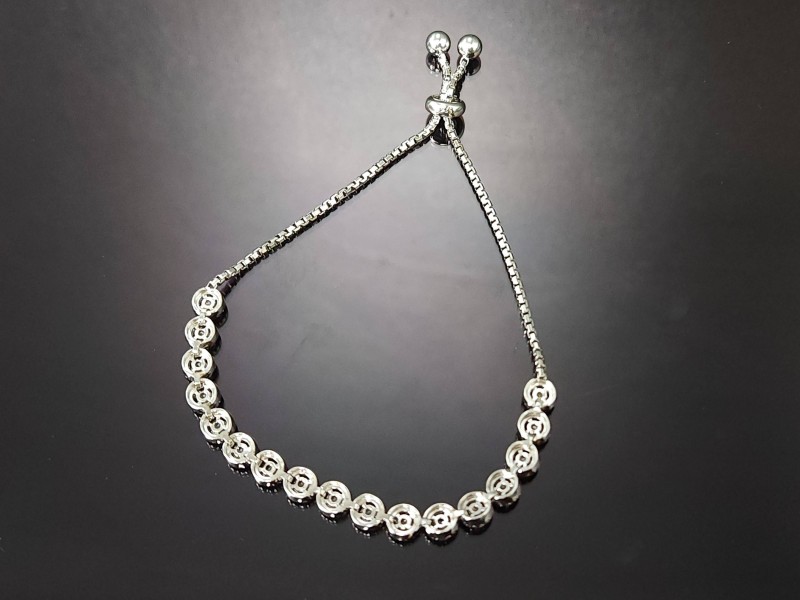 Unbranded Silver Round Sparkle Slider Bracelet Silver Bracelet 10G ...