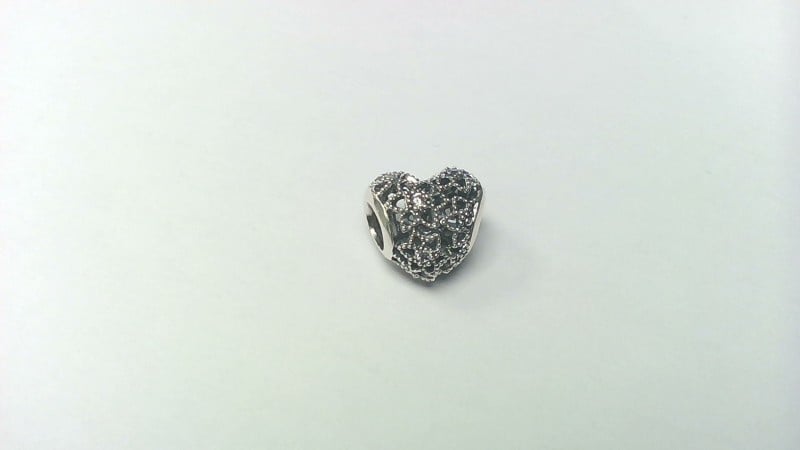 Pandora Charm Heart With Flower And Stone Pattern Silver Charm 1.44G ...