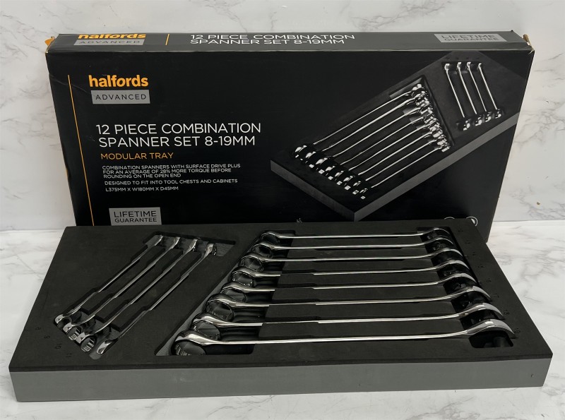 Halfords Advanced 12 Piece Combination Spanner Set 8-19mm ...