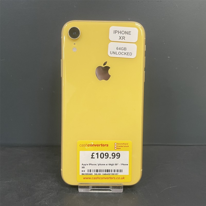 Apple iPhone Xr 88% Battery Health 64GB Yellow | 048400199107 | Cash ...