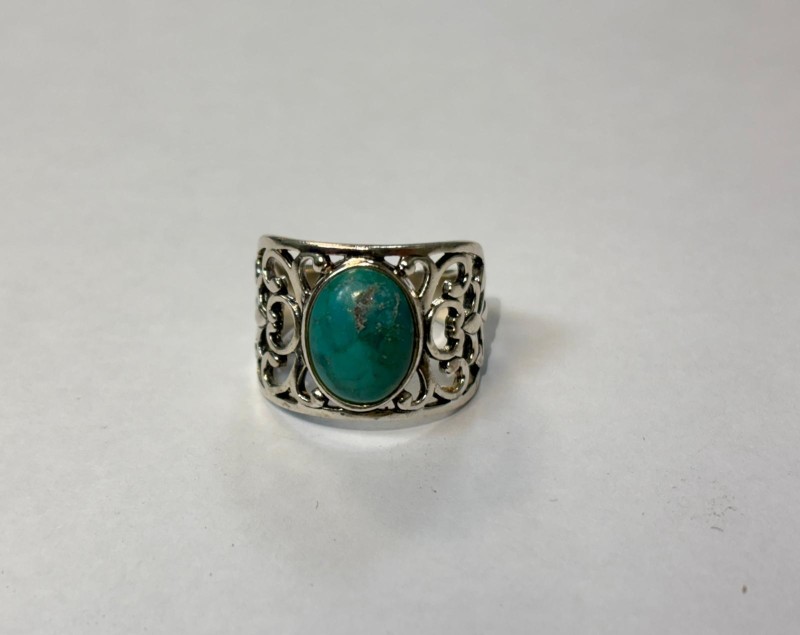 Silver Turquoise Filigree Ring Silver Ladies Ring Size O½ ...