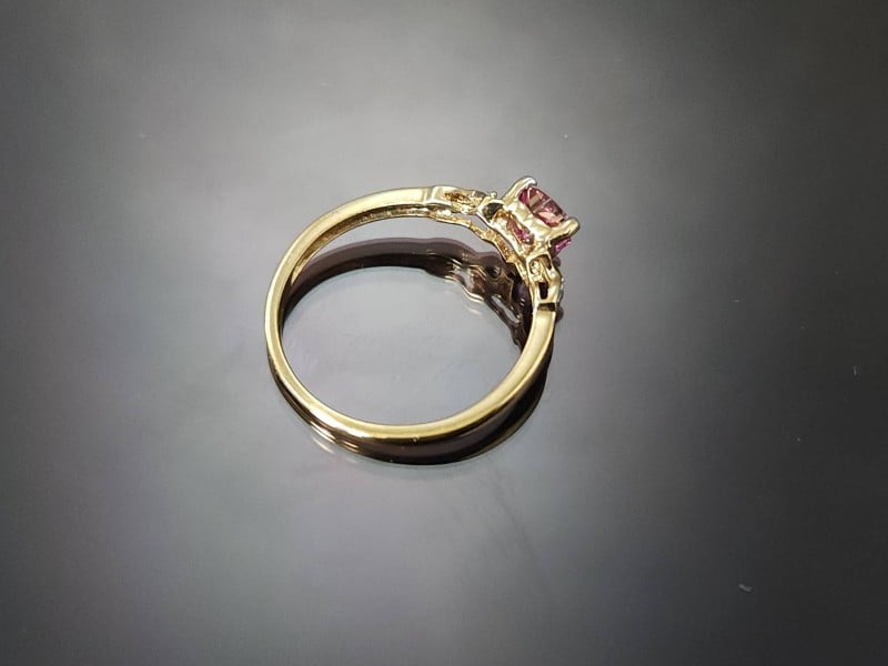 9ct Heart Shaped Gem Set Dress Ring 9K Yellow Gold Ladies Ring Size K ...