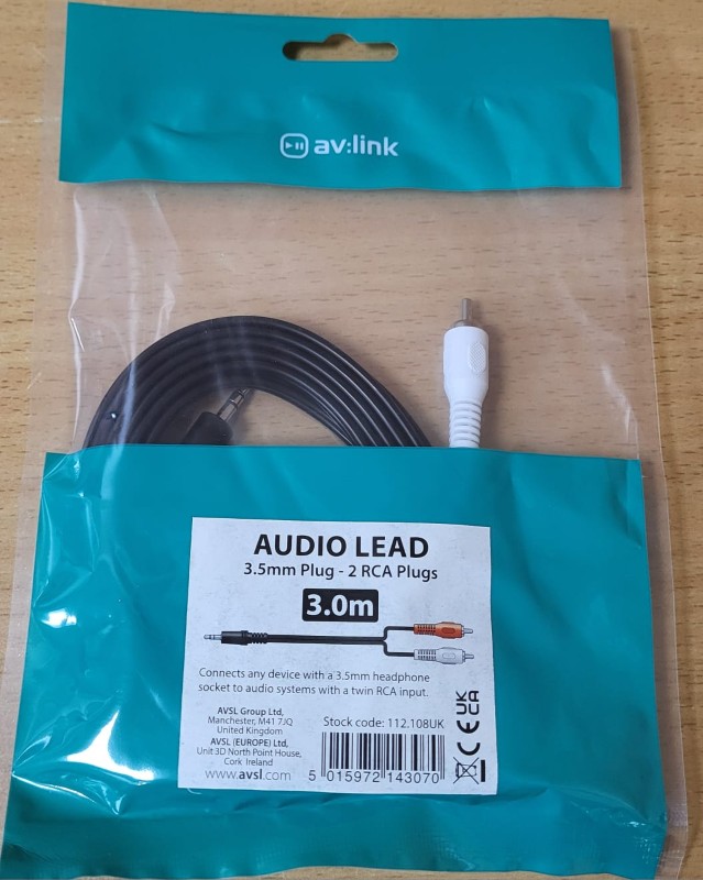 Cable - Audio Red/White Audio To Jack 3M | 046500124787 | Cash Converters