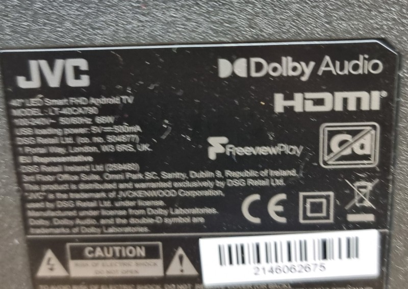 Jvc 40Ca790 Black | 021000141488 | Cash Converters