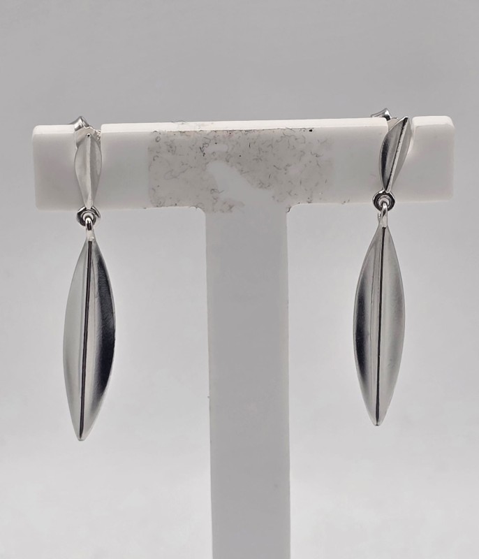 Siver Leaf Drop Earrings Silver Earring Pierced 3.9G | 046500126618 ...