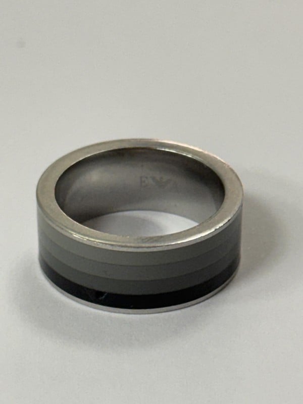 Emporio Armani Black Striped Men's Band Ring Size X | 030400230888 ...