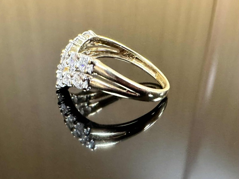 18ct 14K Gold Cz Wishbone Ring Yellow Gold Ladies Ring With Stone Size ...