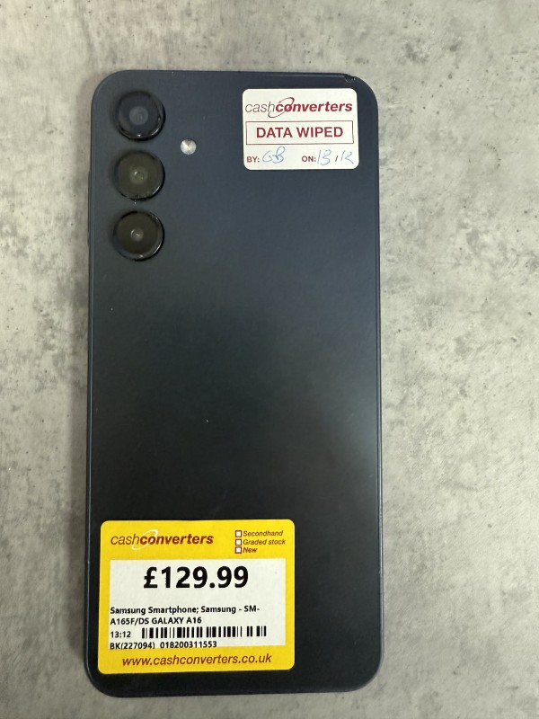 Samsung Galaxy A16 Sm-A165f/DS 64GB Black | 018200311553 | Cash Converters